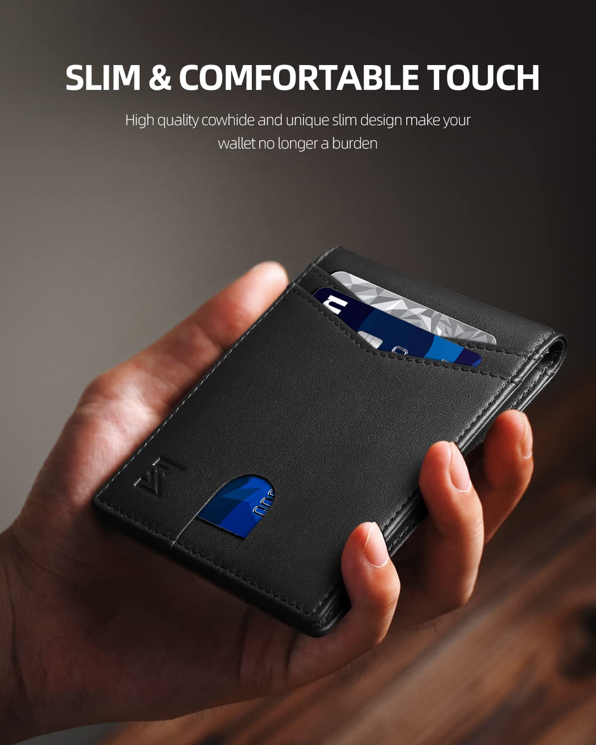 MIROMIHO Genuine Leather-Wallet for Men-Slim Small-Money Clip Wallet-Gift Box