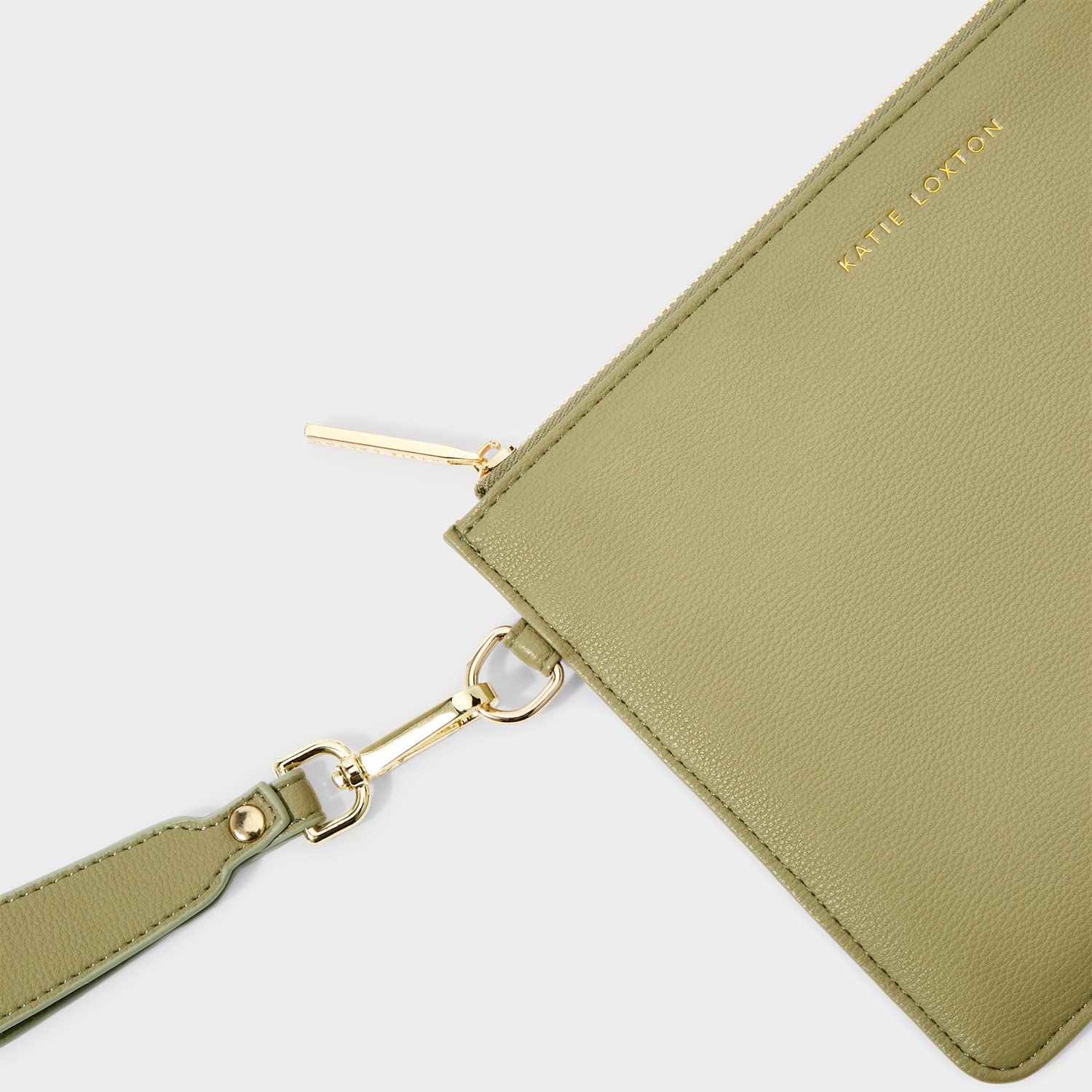 KATIE LOXTON Zana Womens Medium Vegan Leather Clutch Purse Wristlet Pouch Olive Green