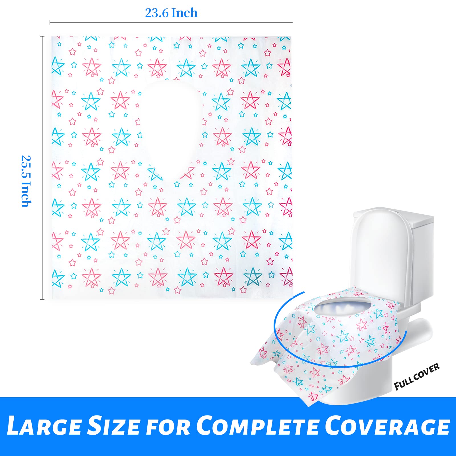 MooMoo Baby Disposable Toilet Seat Covers 24 Extra Large Potty Seat Covers for Kids and Adults Waterproof Individually Wrap Potty Shields