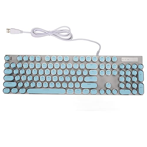 Mechanical Keyboard, 104 Keys Blue Switch RGB Backlight Ergonomic Keyboard Retro Steampunk Round Mechanical Gaming Keyboard for Windows for Linux for OS X(Blue)