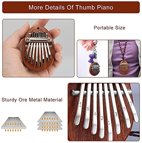 ILamourCar 8 Key Mini Kalimba exquisite Finger Thumb Piano Marimba Musical good accessory Pendant Gift for Kids Adult Beginners Professional.