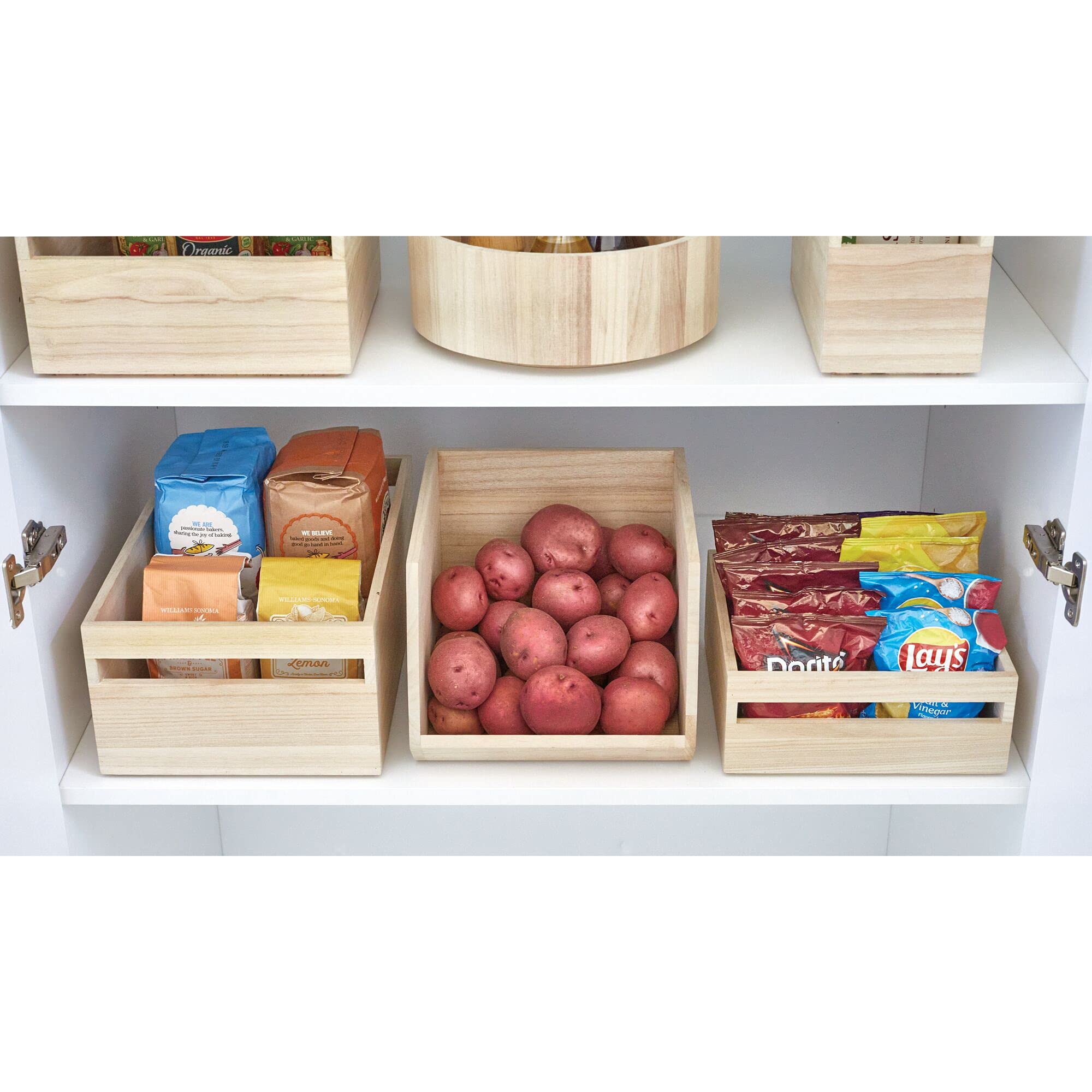 iDesign Renewable Paulownia Wood Collection Open Front Storage Bin, 11.46" x 8" x 10", Natural (Pack of 2)