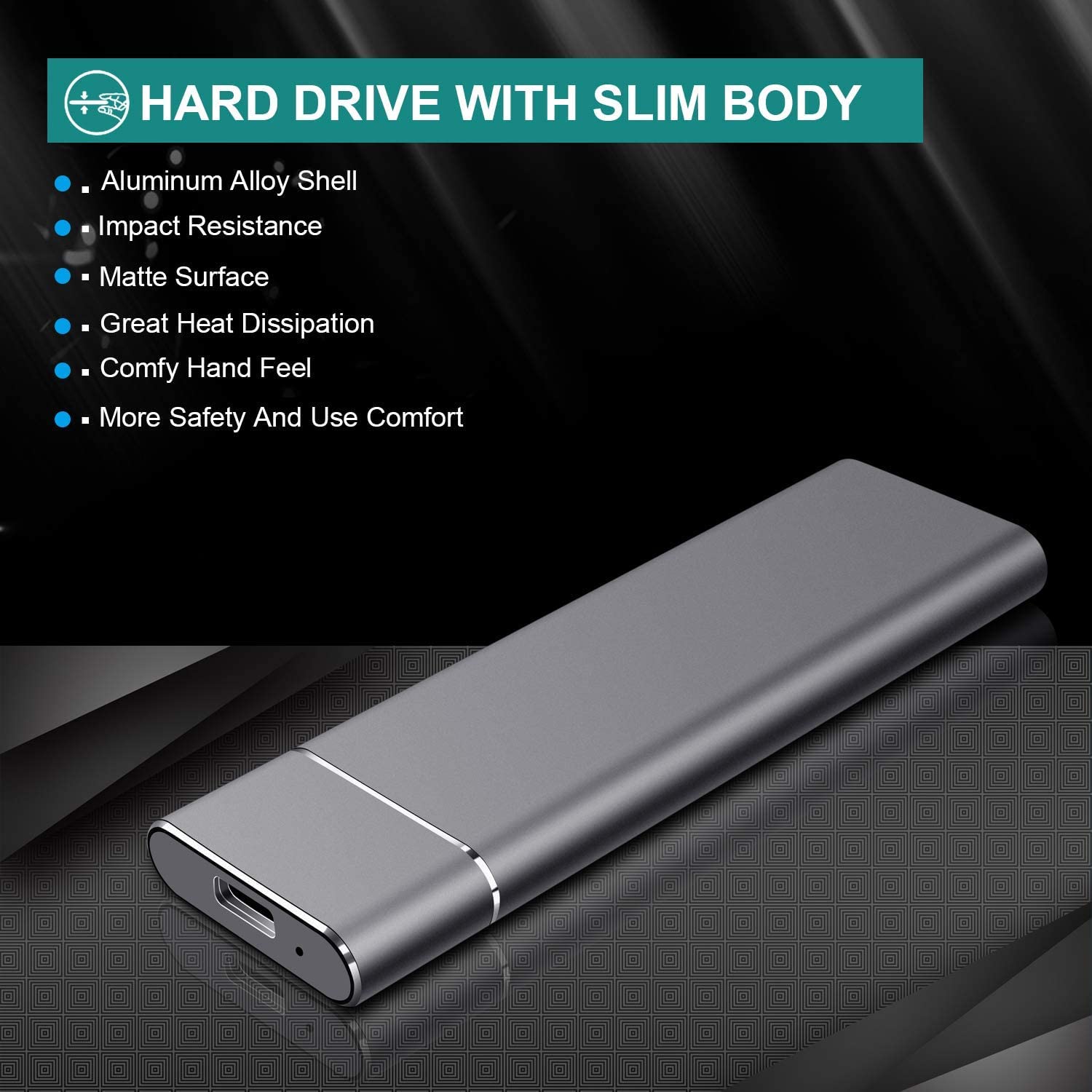 MoonshineStillPro Portable 1TB External Hard Drive with Small Body and Large Capacity, Portable External HDD,Compatible with PC, Laptop, Desktop,Portable Hard Drive for Mac - 1TB,Black