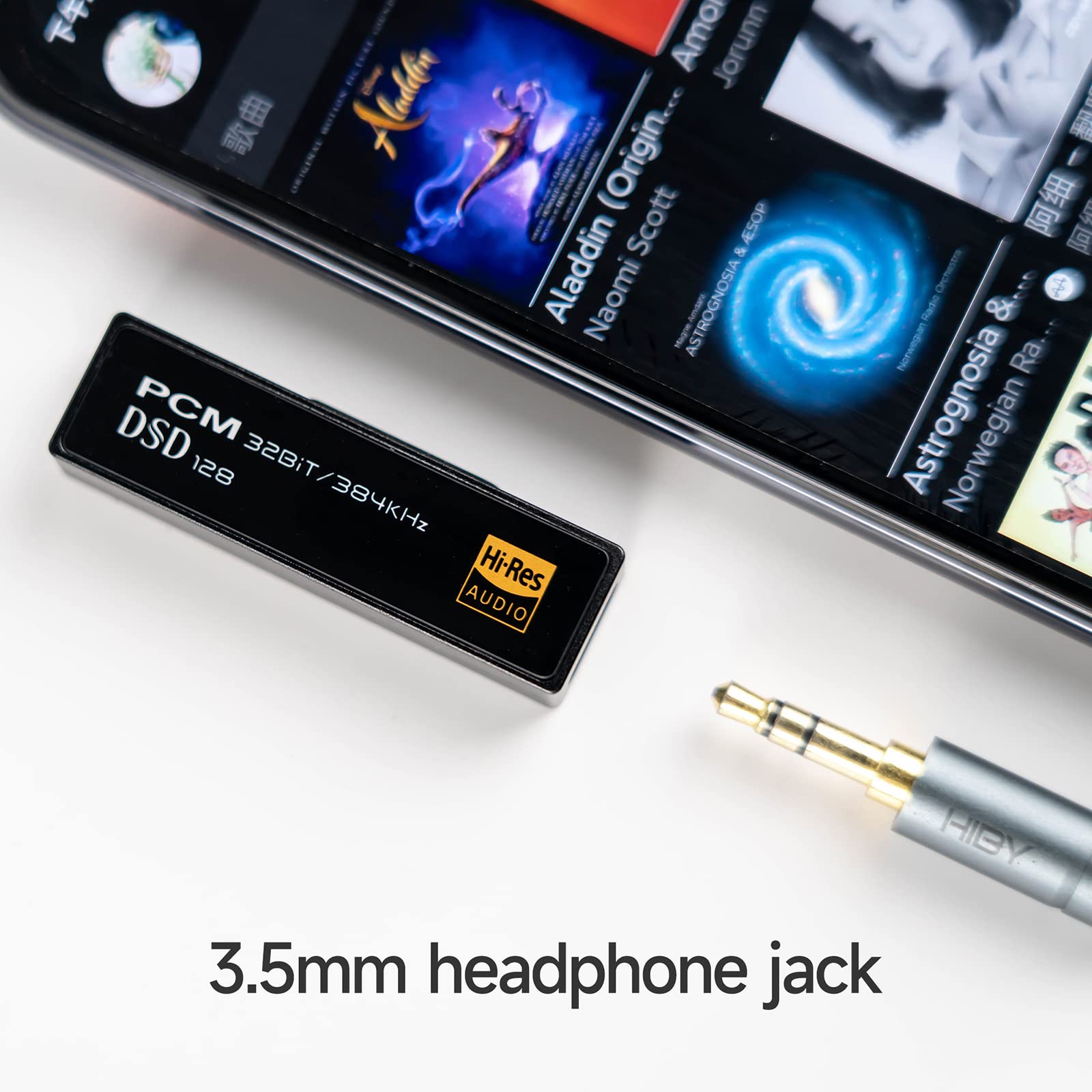 HiBy FC1 Portable dac Headphone Amplifier USB c dac amp hi-res Audio decoder with High Audio Quality Low Power Consumption for iOS Android Smartphones Computers-Black
