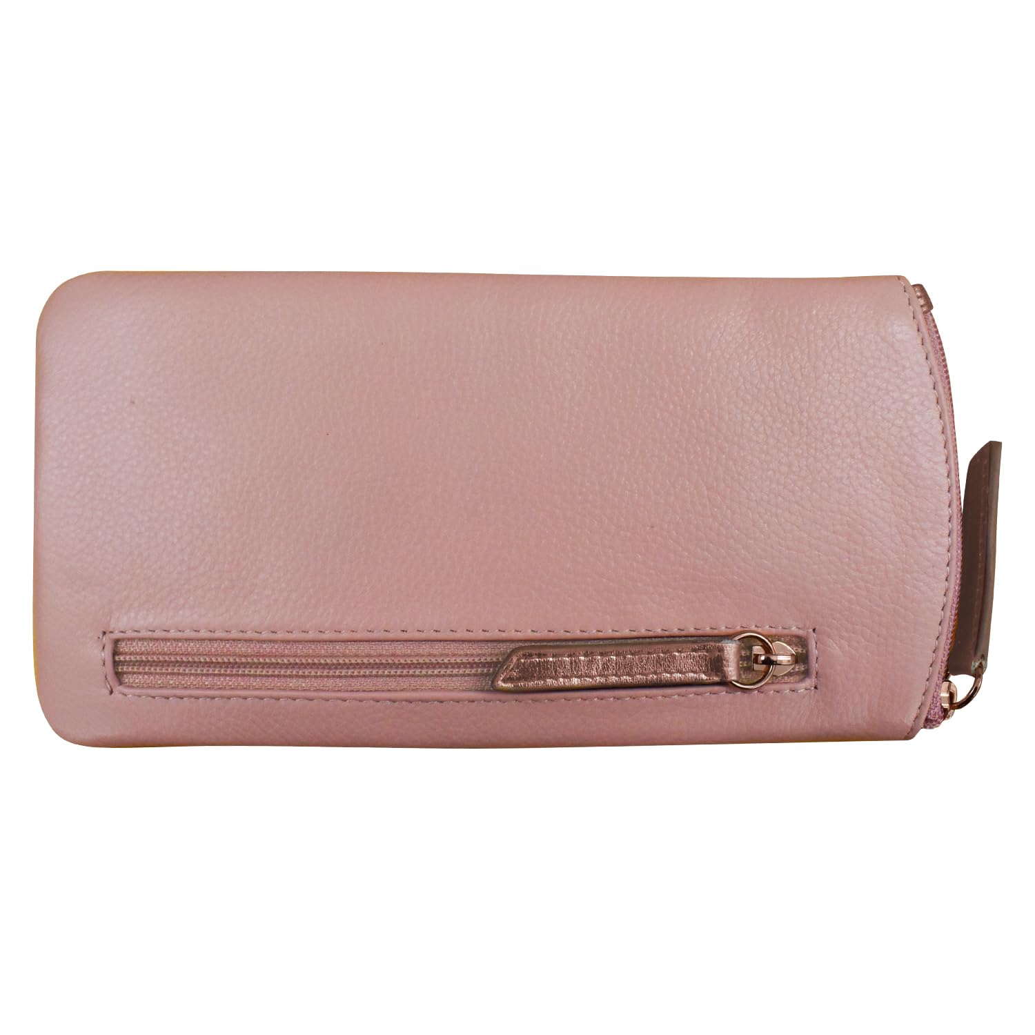 ili New York - Leather Eyeglass Case -Zippered Enclosure Eyeglass Case w/Frame Silhouette Embellishment (Blush/Rose)
