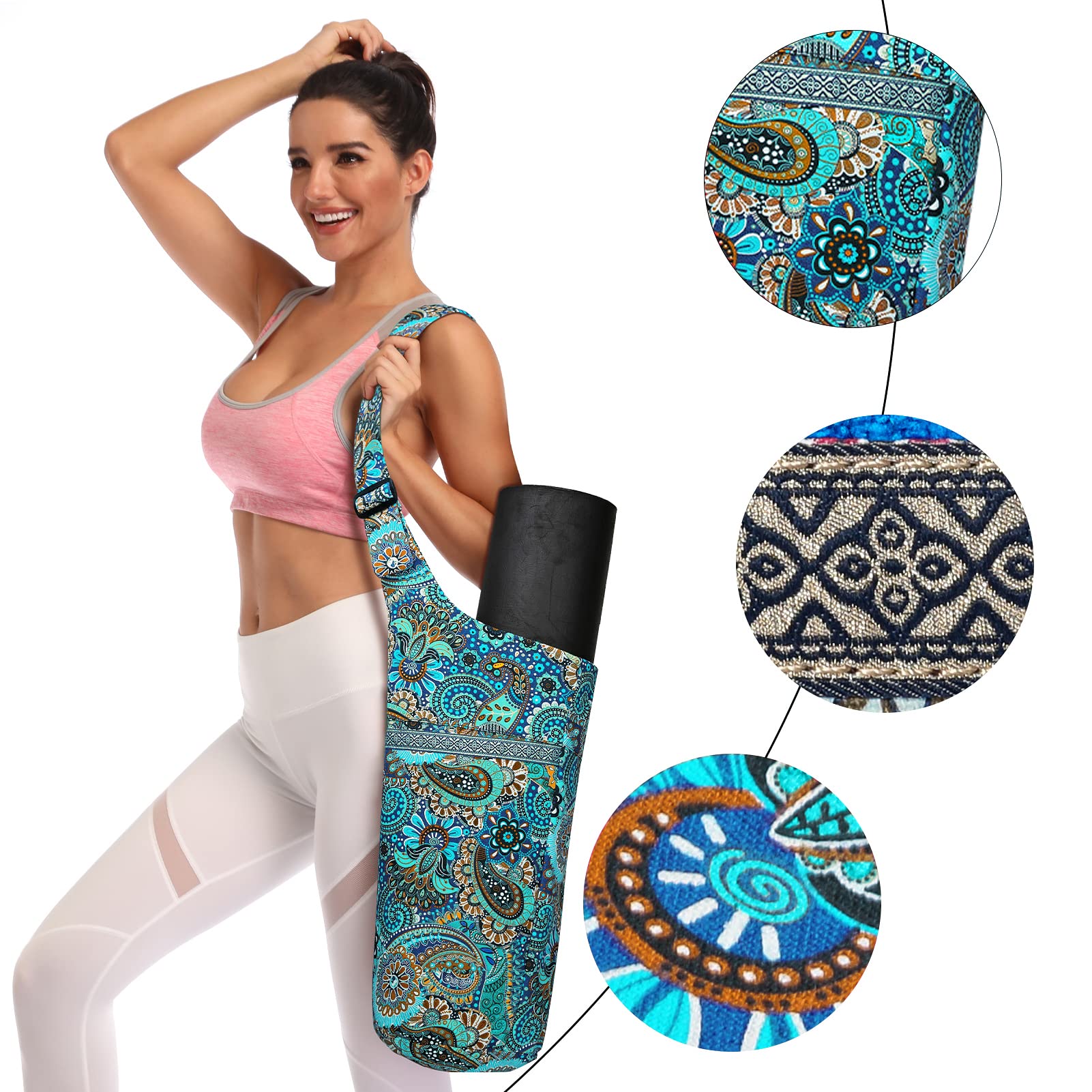 IwIeIaIrI Yoga Mat Bag with Large Size Pocket and Zipper Pocket,Yoga Bag Adjustable Shoulder Strap- Holds More Yoga Accessories