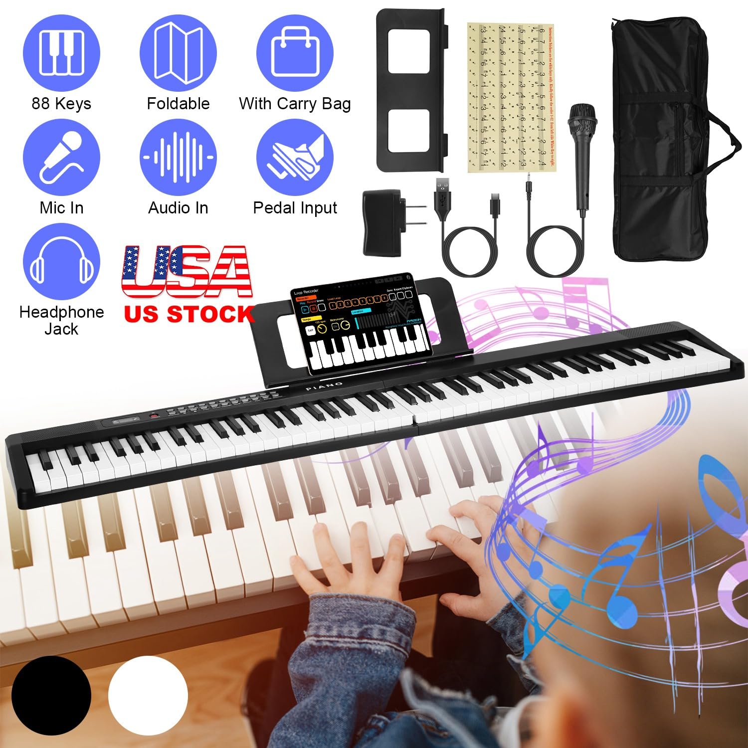 KOCASO 61 Keys Piano Keyboard Electronic Piano Keyboard Microphone Digital Music Keyboard/Large
