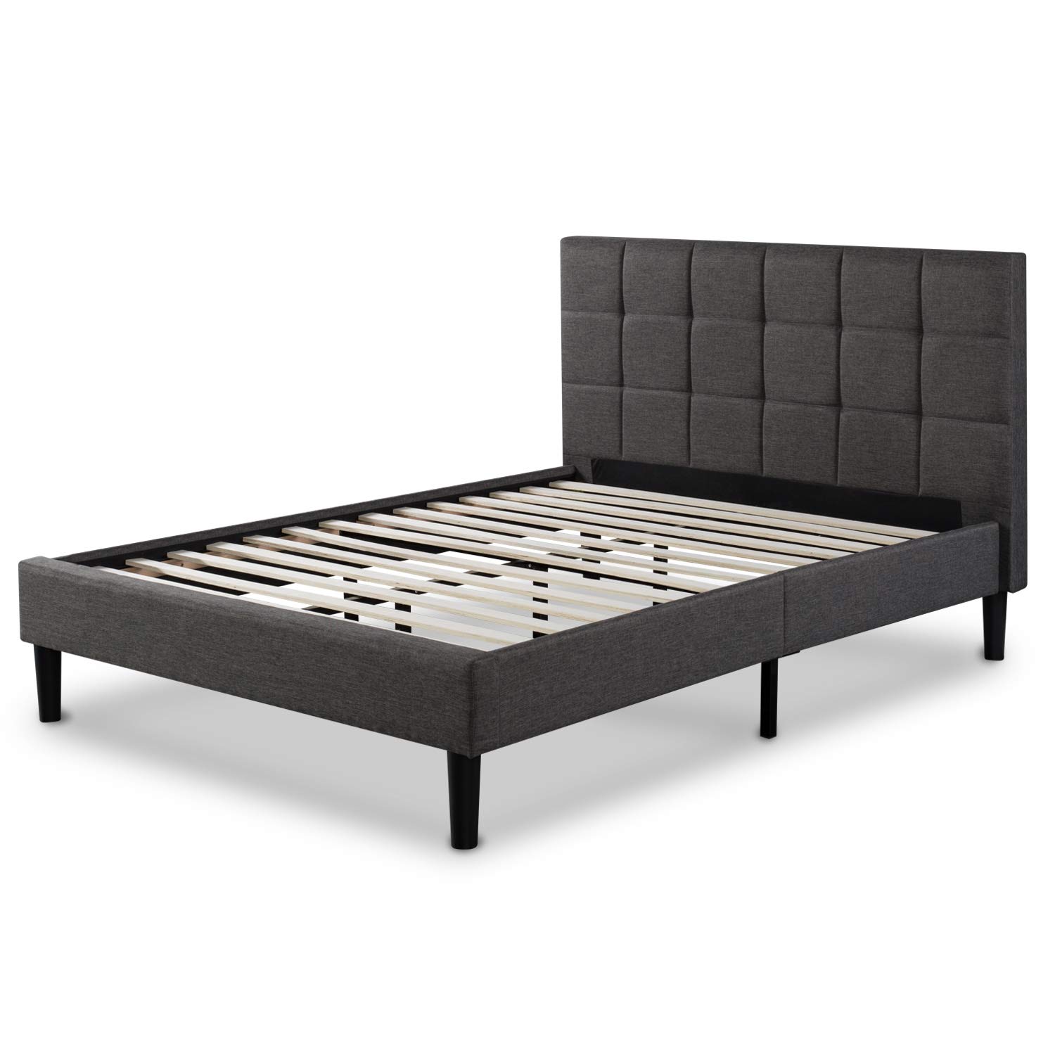 ZINUS Lottie Upholstered Platform Bed Frame / Mattress Foundation / Wood Slat Support / No Box Spring Needed / Easy Assembly, Grey, Full