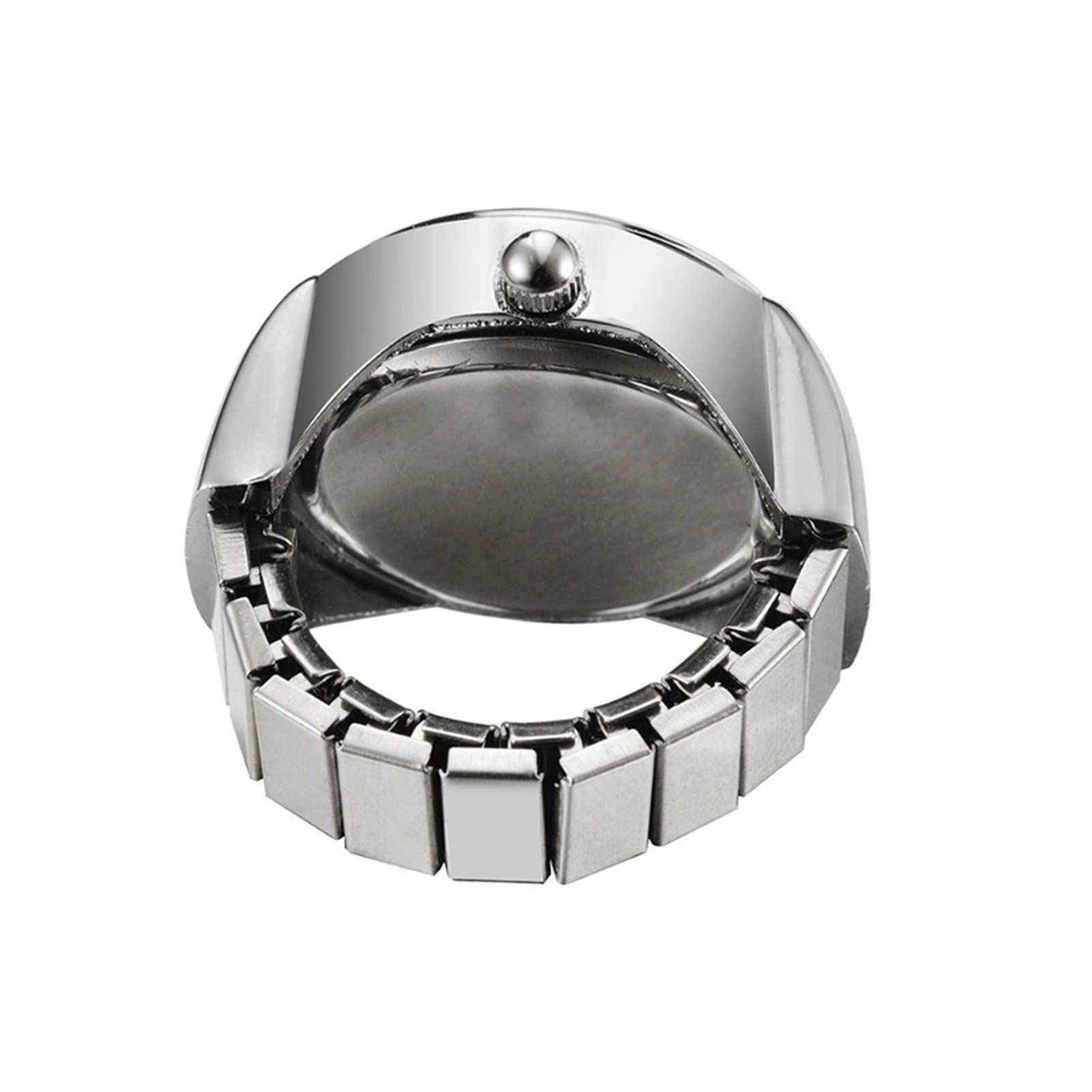 Ligirlsexy Watch Ring Decorative Clear Dial Jewelry Clock Quartz Analog Finger Ring Watch for Adult - Silver 2