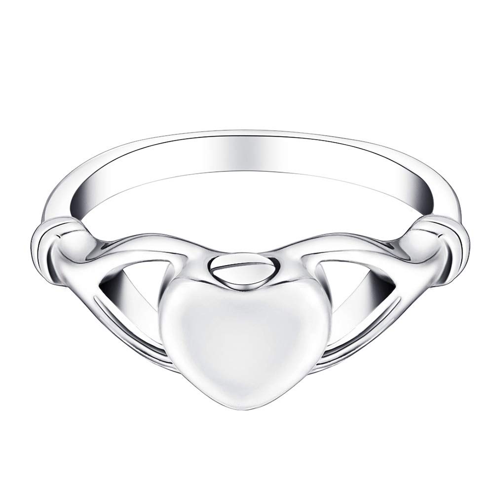 HOUSWEETY Tiny Heart Cremation Urn Ring Hold Loved Ones Ashes for Women Finger Ring Memorial Jewelry Size 8