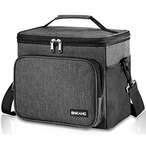 Insulated Lunch Bag Reusable Large Lunch Box for Men/Women, Leakproof Cooler Tote Portable Lunch Bag with Adjustable Shoulder Strap (Dark Grey)