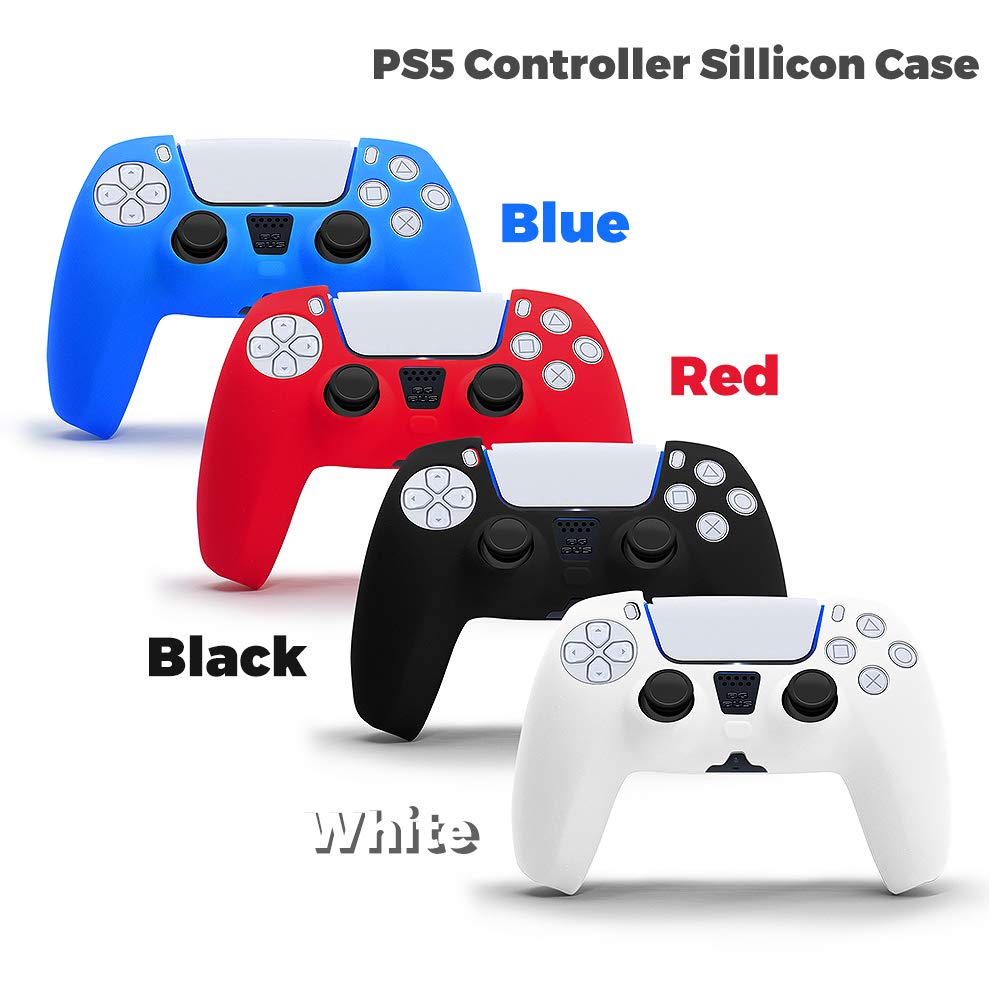 Hacker's Compatible with PS5 Controller Grip Cover Playstation 5 DualSense Case with Thumb Grip Caps (Controller Skin x 2 + Thumb Grips x 8