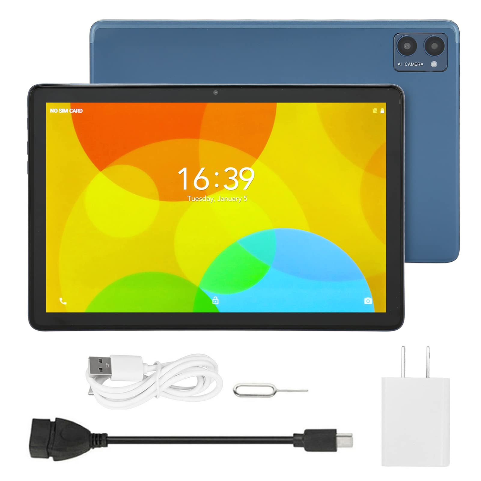 Qinlorgo 10.1 Inch Tablet HD Tablet 8GB RAM 128GB ROM US Plug 100β240V Octa Core 4G LTE for Entertainment (Dark Blue)