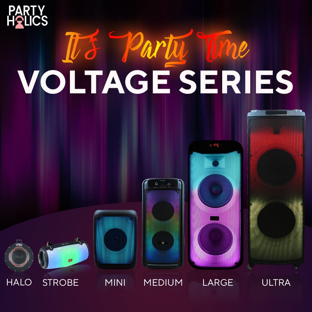 High Power Bass Portable Wireless Bluetooth Studio Dj Party Concert Speaker's - Colorful Liquid Motion Light Changing Rechargeable Waterproof Outdoor Loud Speaker (Water-Resistant Strobe Speaker)