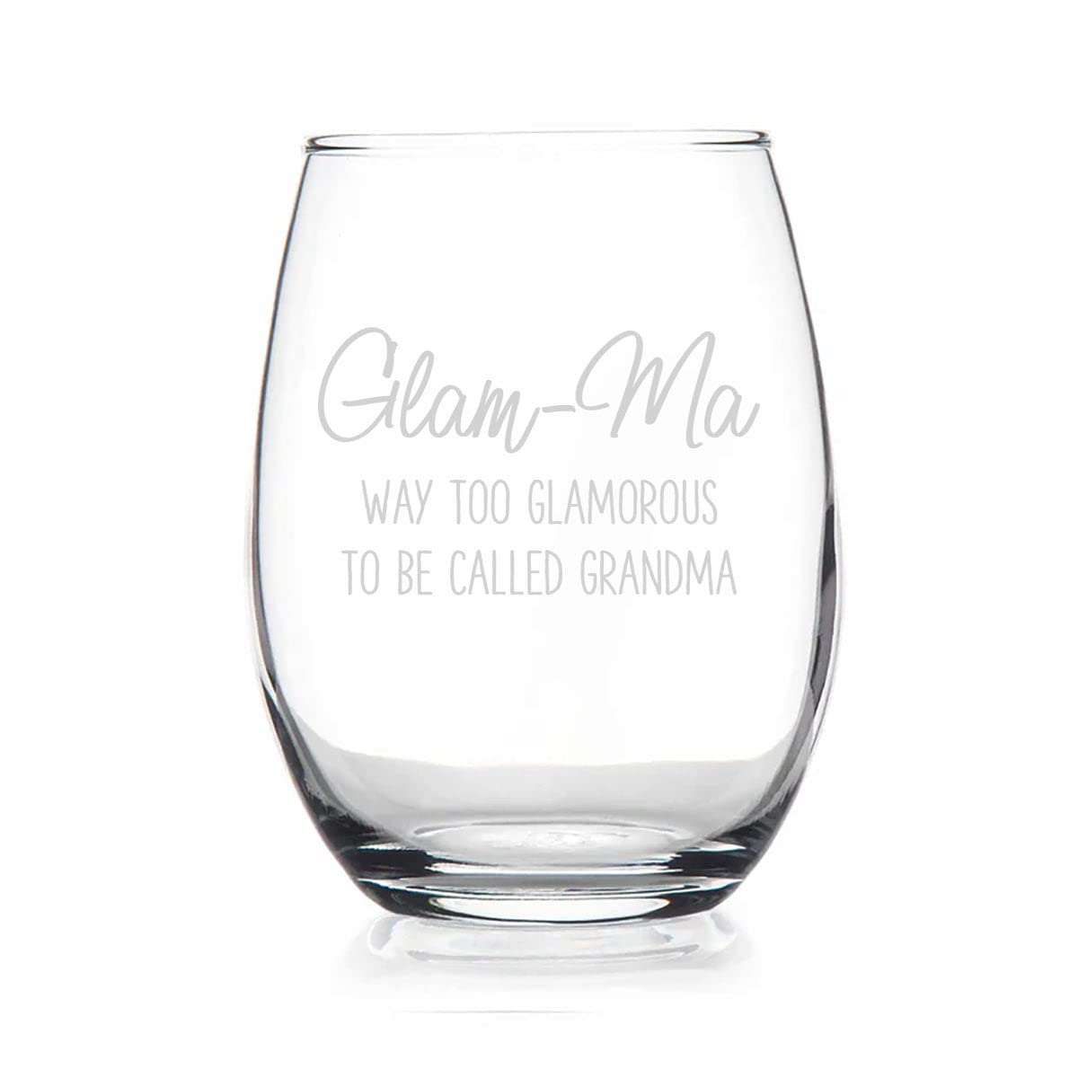 HTDesigns Glam-Ma Because I'm Too Glamorous To Be Called Grandma Wine Glass - Grandma Gifts - Mothers Day Wine Glass - Mothers Day Wine Glass Gift For Gramma Nana