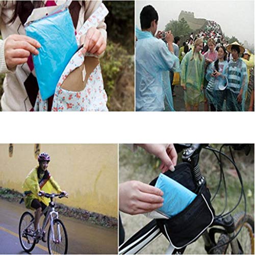 HTDBKDBK 10 Pack Disposable Adult Waterproof Rain Coat Poncho Hiking Camping Drawstring Hood Raincoat Unisex(Free Size, Random) (Multicolor)