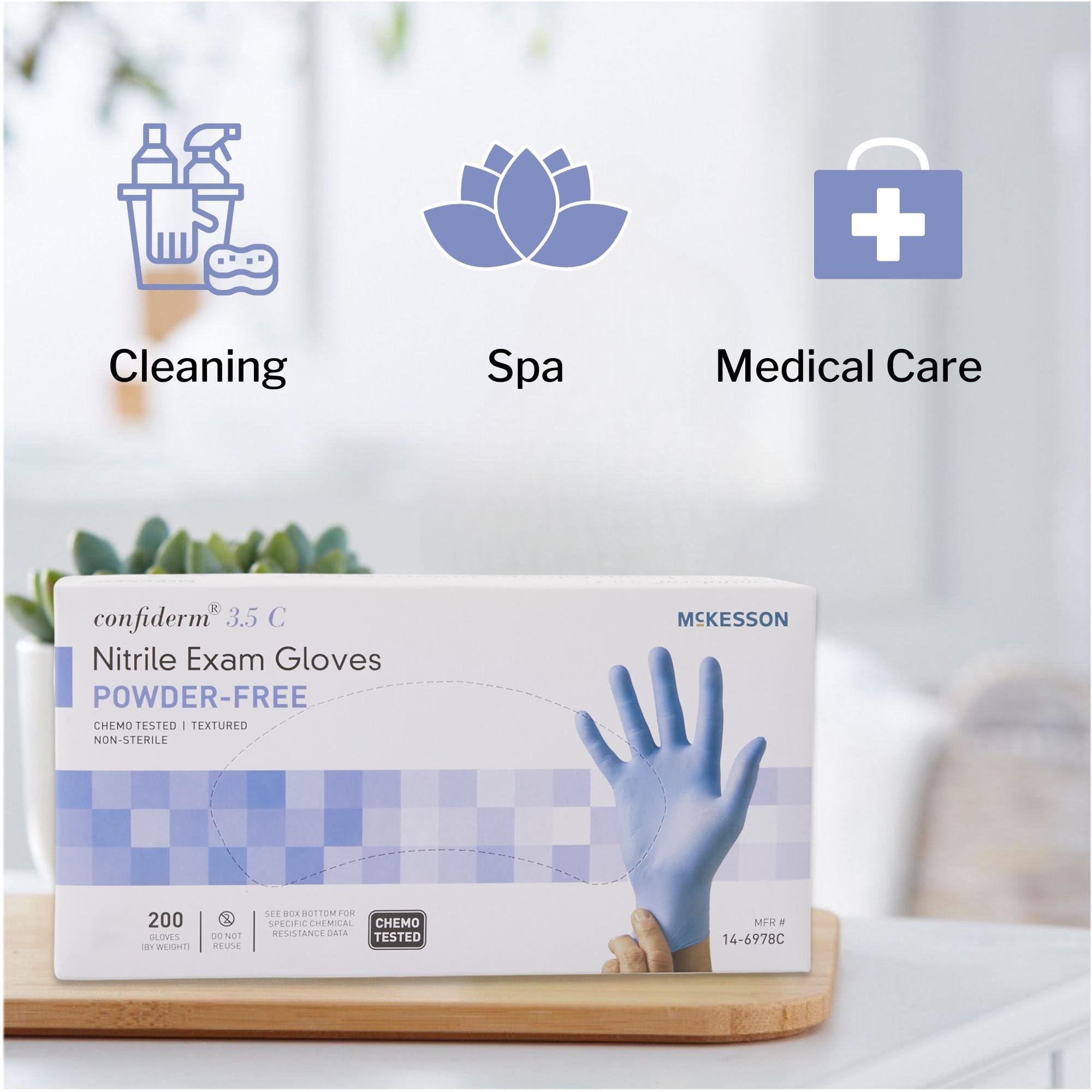 McKesson Confiderm 3.5C Nitrile Exam Gloves, Non-Sterile, Powder-Free, Blue, Small, 200 Count, 1 Box