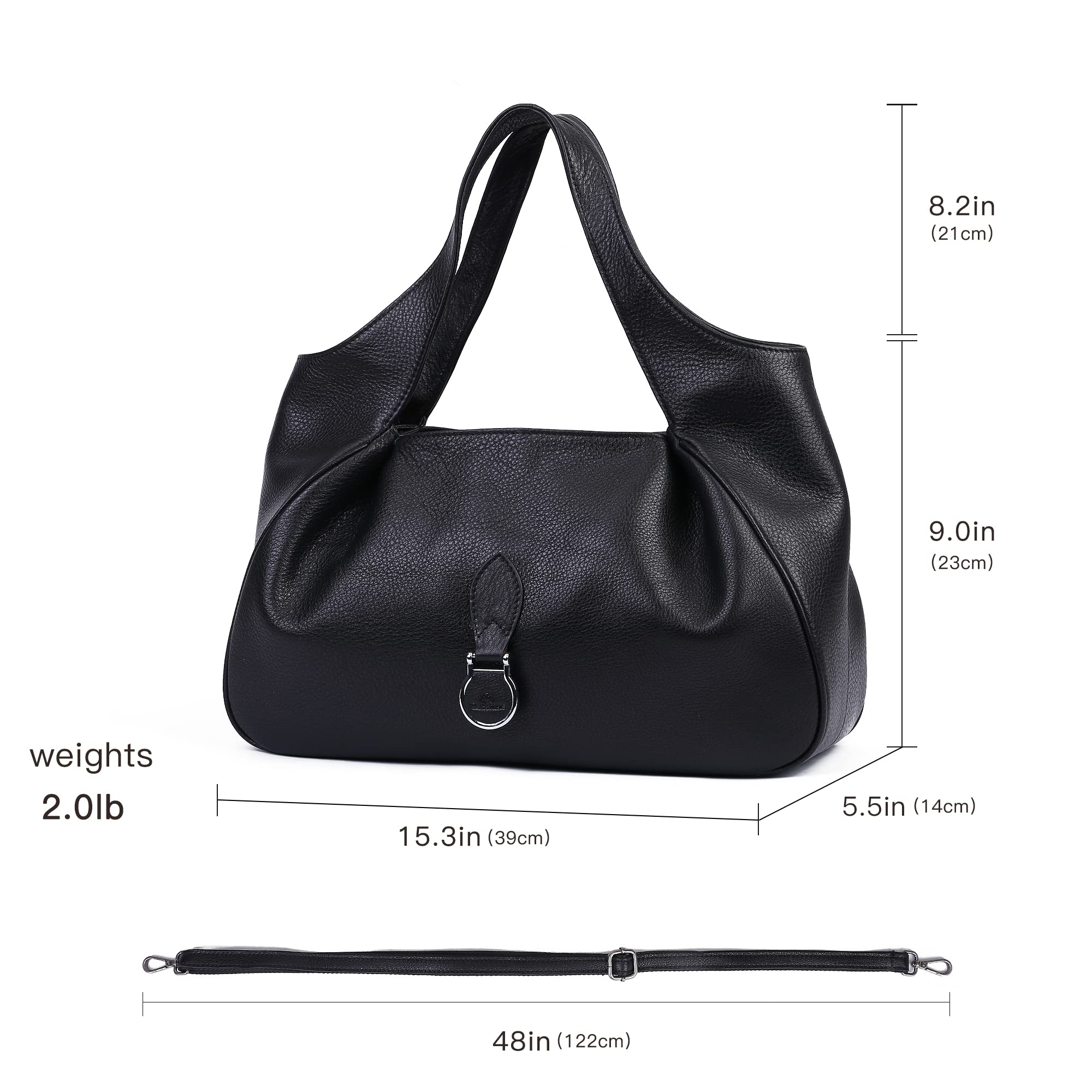 Large Genuine Leather Purses and Handbags for Women, Organized Hobo Bag Top Handle Satchel Soft Retro Shoulder Bag