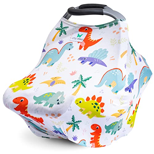 Little Emerald 7-in-1 Multi-use Cover - Privacy for Breastfeeding & Pumping, Baby Car Seat, Carrier, Stroller, High Chair, Shopping Cart, Lounger Canopy, Newborn Essentials (Dinosaur)