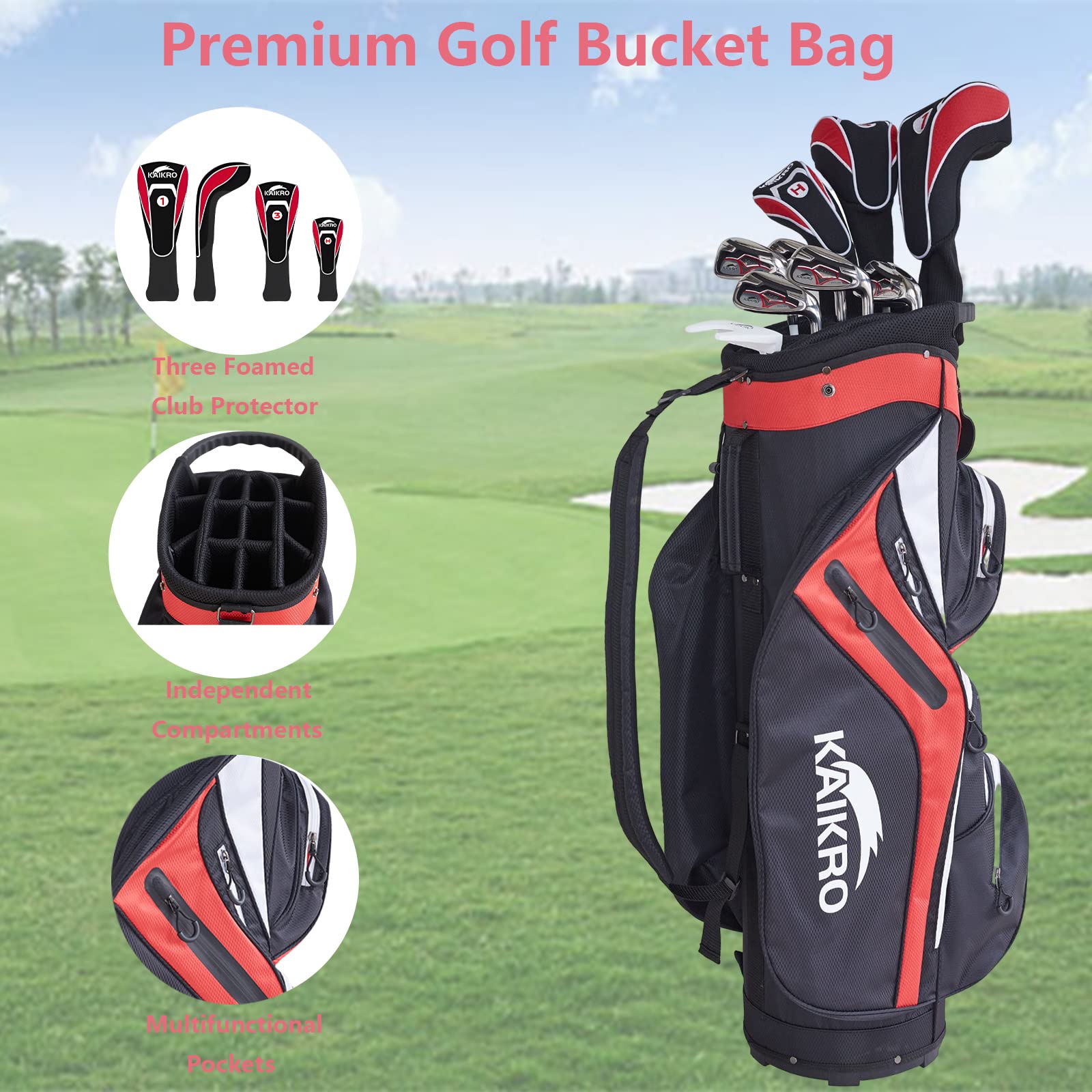 KAIKRO Complete Golf Clubs Set,Women Golf Clubs Set for Right Hand & Stand Bag,Lady’s Complete Golf Club Package Set,Red