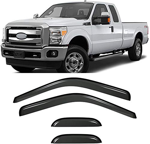 Gevog 4-Piece Side Window Deflector Original Window Visors Replacement for 1999-2016 F250 F350 F450 Super Duty Extended Cab Sun Rain Guard Visor