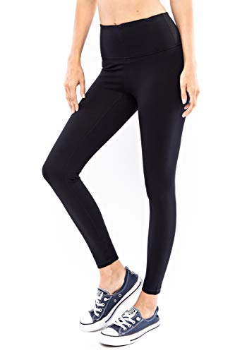 Hype Up Women's High Waisted Super Soft Buttery Activewear Full Length Yoga Leggings with Inner Pocket (S-3X) Black