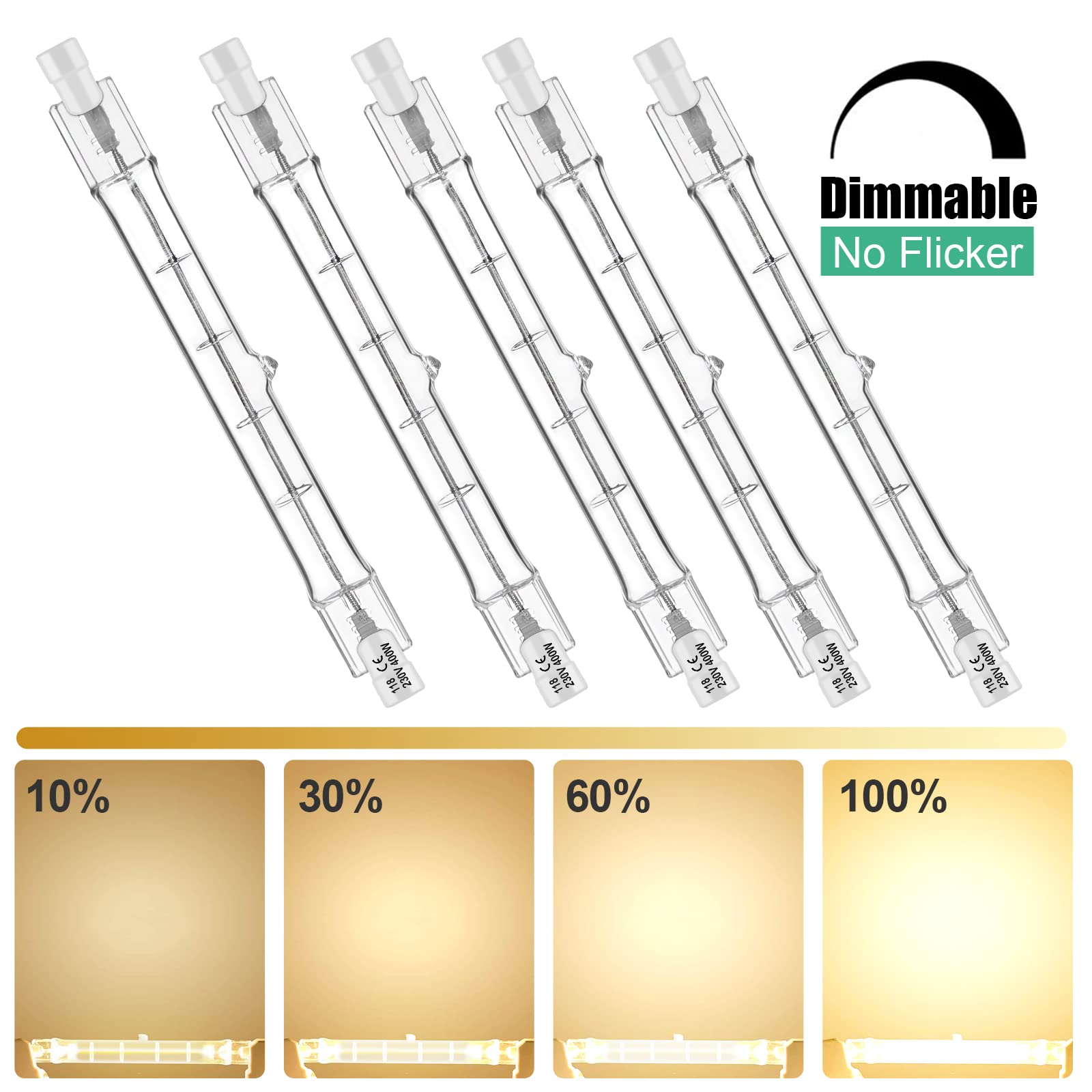 Jaenmsa R7S Bulbs,5 Pack Halogen Bulbs R7S T3 78mm 150W 120VJ Type 120 Volt Halogen Light Bulb with Long Lifespan, 3 inch Long Double Ended Light Bulb for Work, Security,Landscape Lights, Dimmable