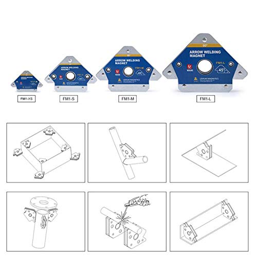 Lishuai 4 PCS 28LBS Mini Arrow Welding Magnet, Durable 45,90,135 Degree Multi Angle Magnetic Welding Holder