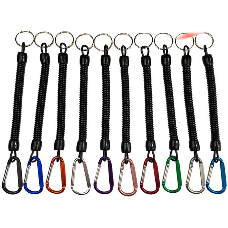 MEFESE 5pcs Fishing Lanyards Boating Ropes Retention String Fishing Rope with Camping Carabiner Secure Lock Fishing Tools Accessories