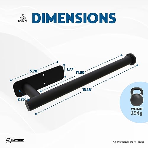 LEVENWAY- Under Cabinet Paper Towel Holder – Available in Screws and Self Adhesive Paper Towel Hanger Sturdy and Durable, Stainless Steel Polished Kitchen Roll Holder Wall Mount (Black)