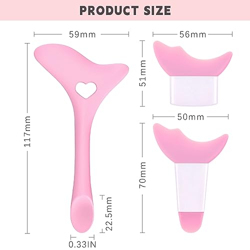 HOSAILY 3 Pcs Eyeliner Stencils Reusable Silicone Eyeliner Aid Mascara Shield Applicator Guide Tool Multifunctional Winged Eyeliner Eyelash Eyeshadow Lipstick Eye Makeup Tool for Women, Beginners (Pink)