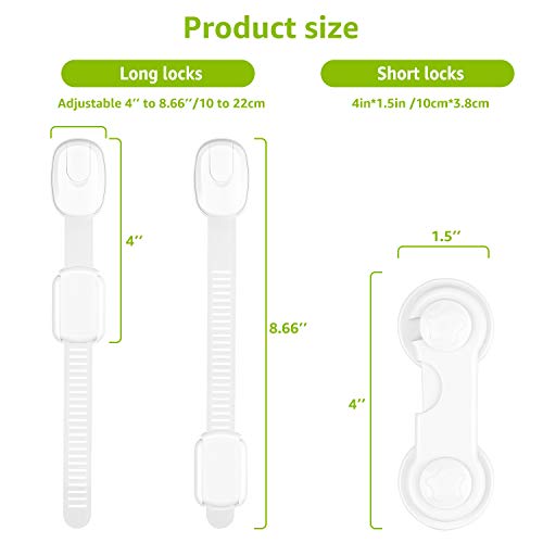 HEELALBABY Child Safety Cabinet Locks (12 Pack) Adjustable Baby Proof Drawer Locks with Extra Adhesives Kid Multi-Purpose Straps Locks for Drawer, Cabinets, Refrigerators, Oven, Toilet Seat
