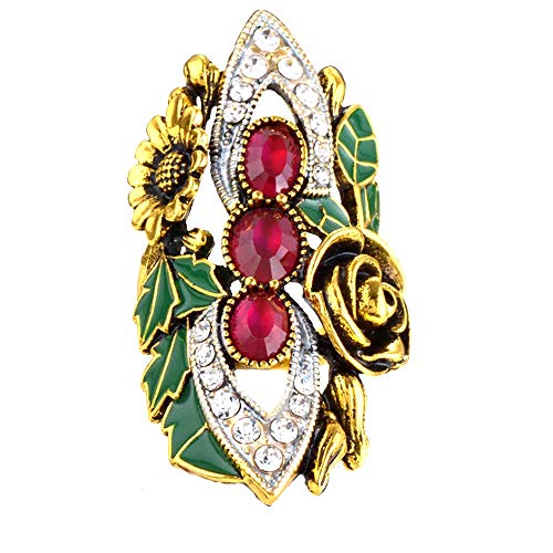 HSQYJ Retro Cocktail Statement Ring Antique Gold and Silver Tone Resin Stone Crystal Stacking Rings Cluster Statement Ring for Women