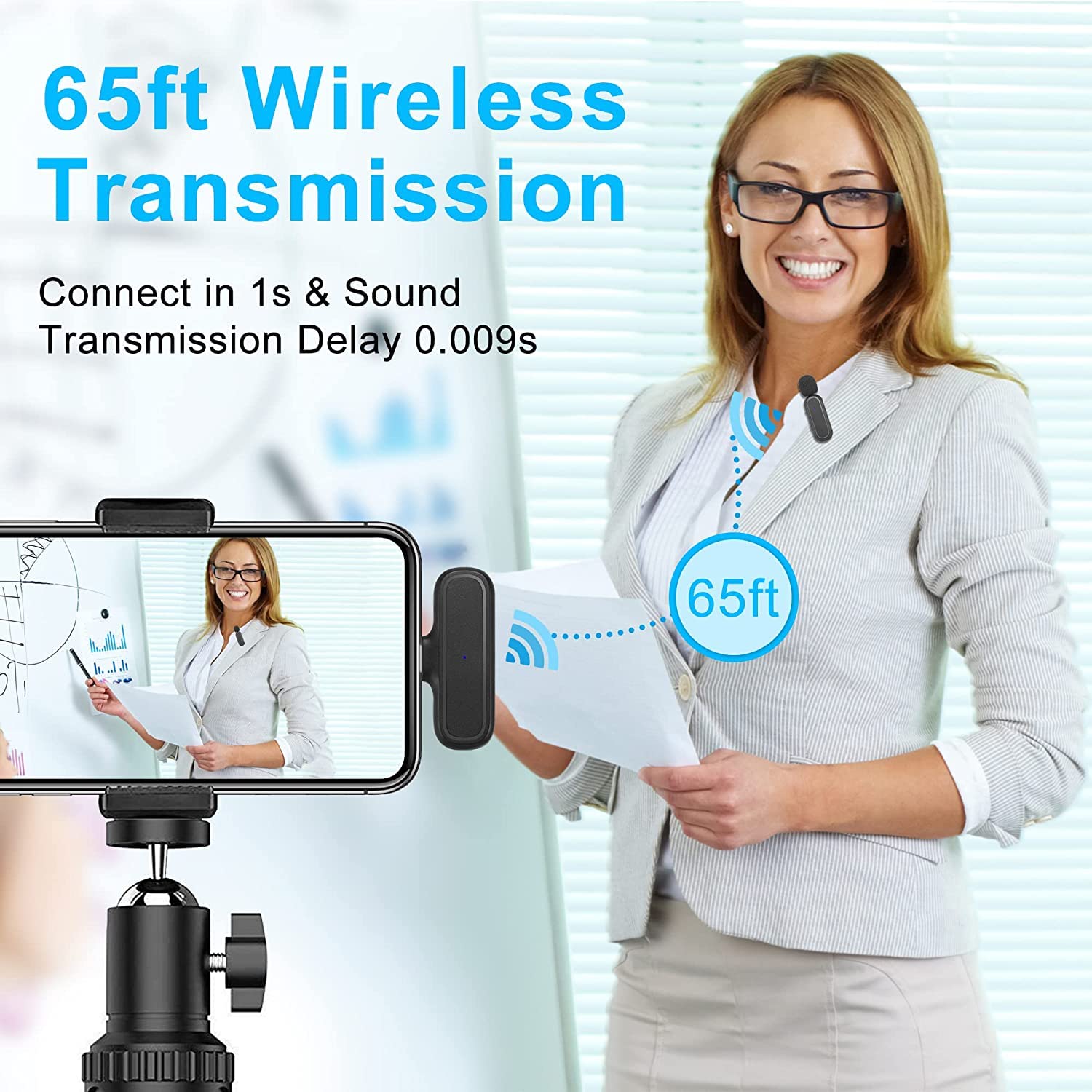 LAVKOW Wireless Microphone for iPhone iPad Phone, Plug-Play Wireless Lavalier Mic with Clips & 2 Microphone, for Video Recording, YouTube, TikTok, Facebook Live Stream, Noise Reduction