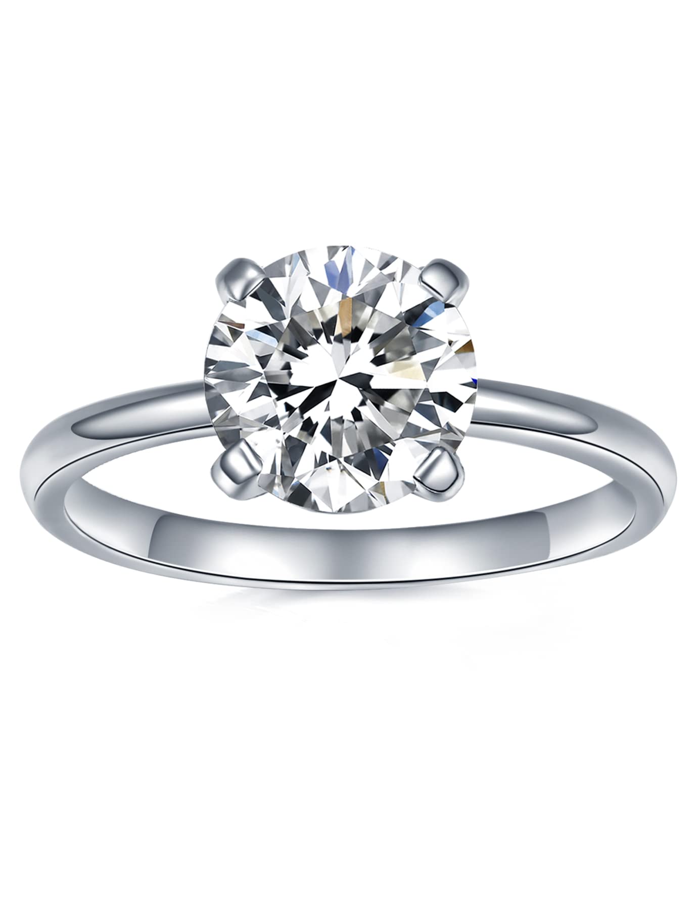 IMOLOVE Moissanite Solitaire Engagement Ring for Women, Women's Engagement Rings Moissanite Promise Rings 2CT D Color VVS1 Clarity Wedding band 925 Sterling Silver with 18K Gold Plated-6-2CT