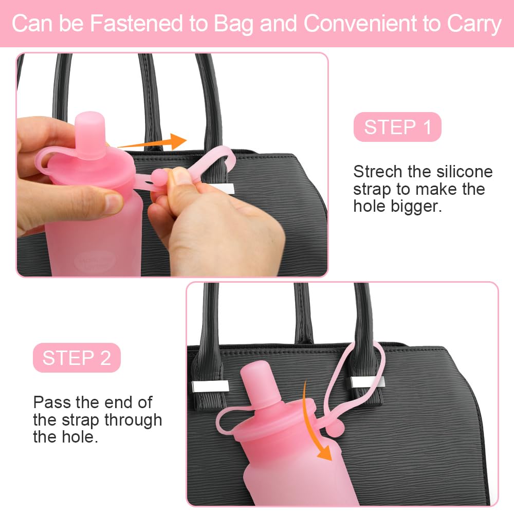 Morlike Reusable Baby Food Pouches, 4oz Silicone Squeeze Storage Bags with Straw for Toddlers Kids, Washable & Freezable (Pink - 2 Pack)