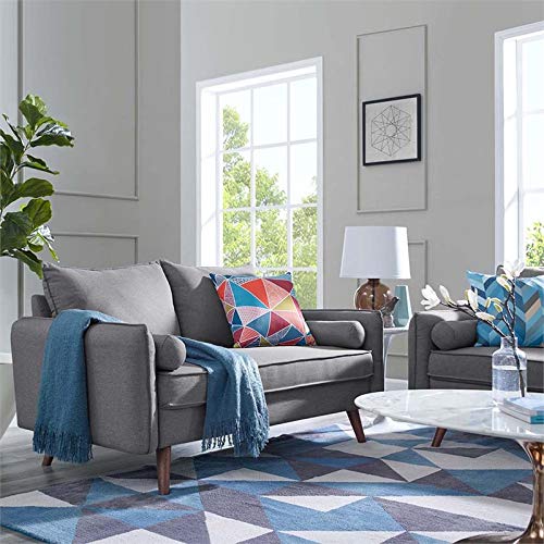 Home Square 2 Piece Contemporary Modern Polyester Fabric Sofa Set in Light Gray