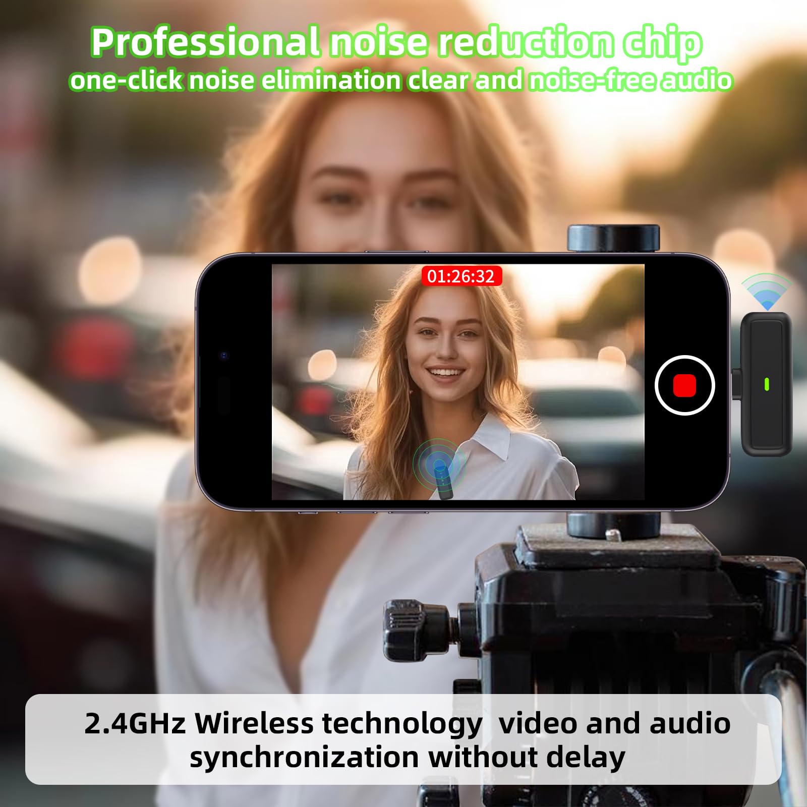HAILIWEI 2.4Ghz Wireless Microphone System, Upgraded Dual Lavalier Microphone, Crystal Sound, Plug and Play, 60 Feet Long Distance Recording, Large Capacity Battery, Includes Charging Box