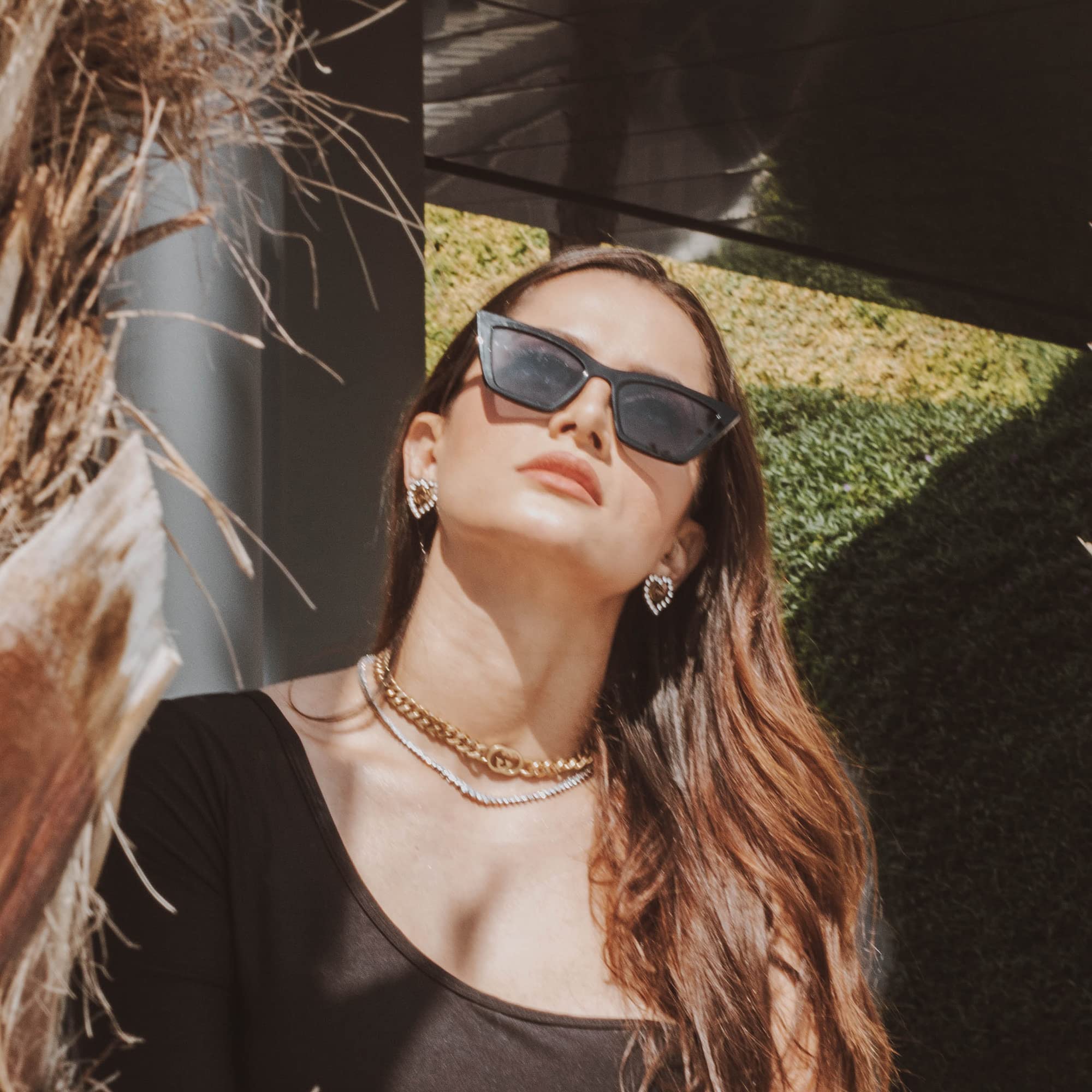 JOOX Polarized Classic Square Cat Eye Sunglasses for Women, Trendy shades with 100% UV protection