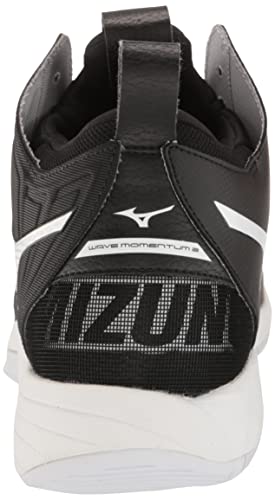 Mizuno unisex adult Wave Momentum 2 Mid Sneaker, Black/White, 12.5 Women Men US