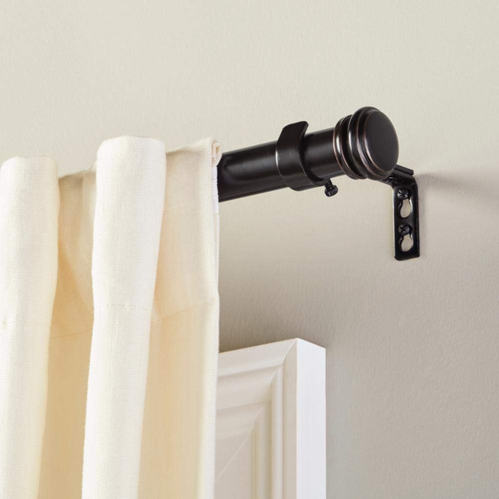 Home Decorators Collection 72 in. L to 144 in. L Telescoping 1 in. Single Curtain Rod Kit in Matte Black
