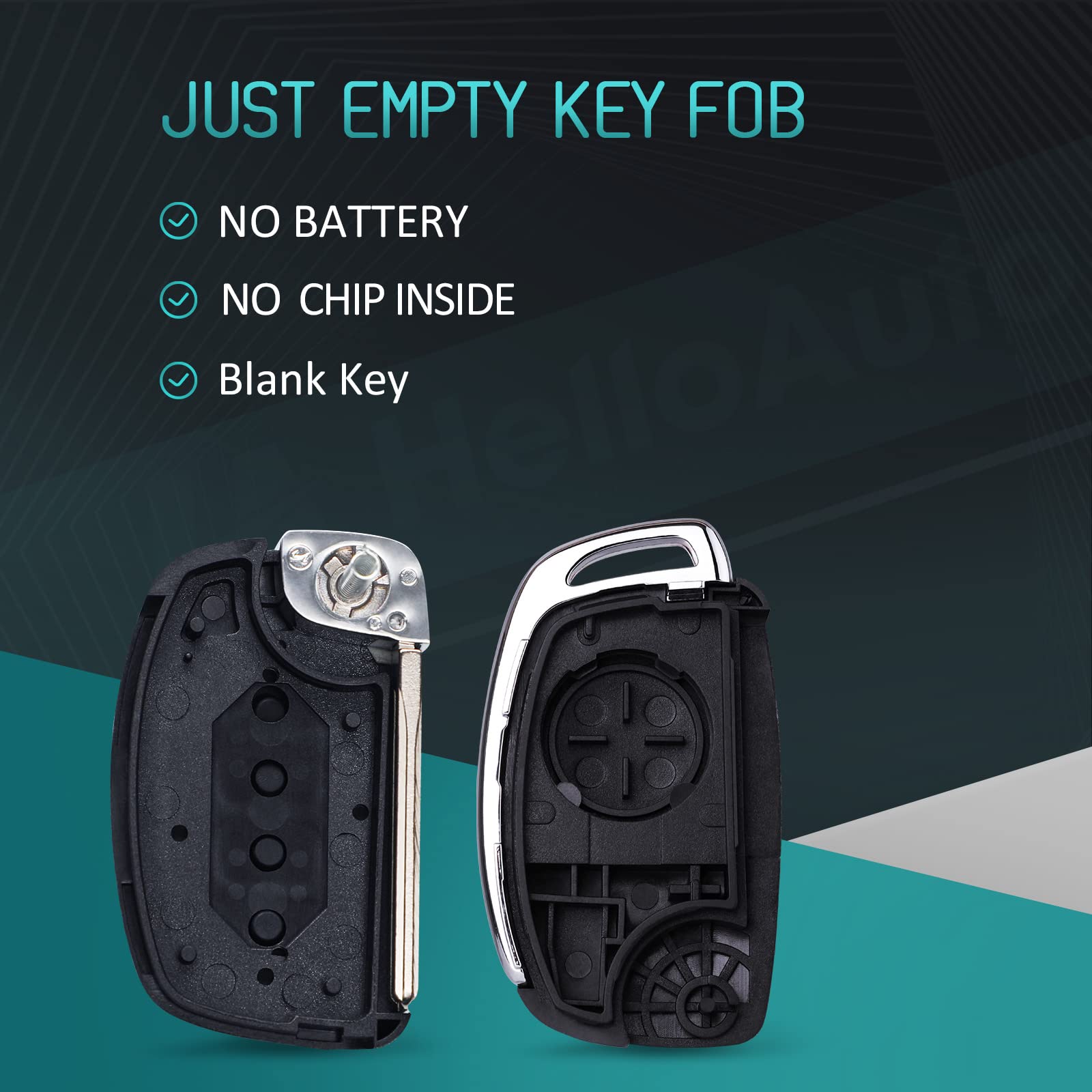 Key Fob Fits Hyundai Sonata Santa Fe with Flip Uncut Blank HelloAuto Replacement Remote Key Shell for Hyundai