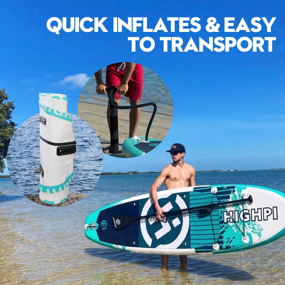 Highpi Inflatable Stand Up Paddle Board 10'6''x32''x6'' SUP with Accessories Backpack Anti-Slip Deck, Leash, Paddle and Hand Pump, Surf Paddle Boards for Youth & Adult