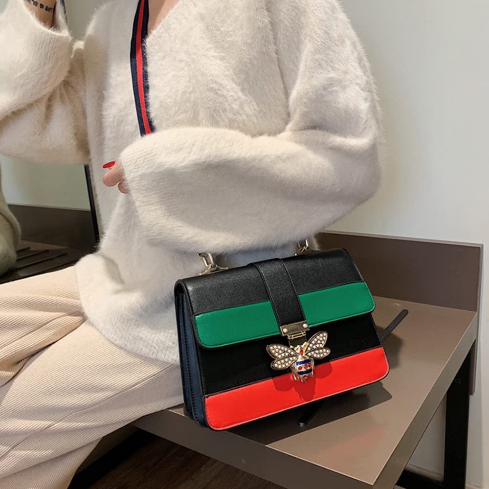 Nhicdns Crossbody Bags for Women Leather Chain Square Lock Purses Cute Handbags Shoulder Bag Khaki