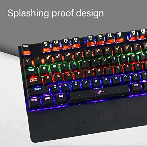 Pomya Mechanical Gaming Keyboard, Colorful RGB Backlit Keyboard, 87 Key Computer Keyboard, Blue Switch with Wrist Rest for Computer Desktop PC