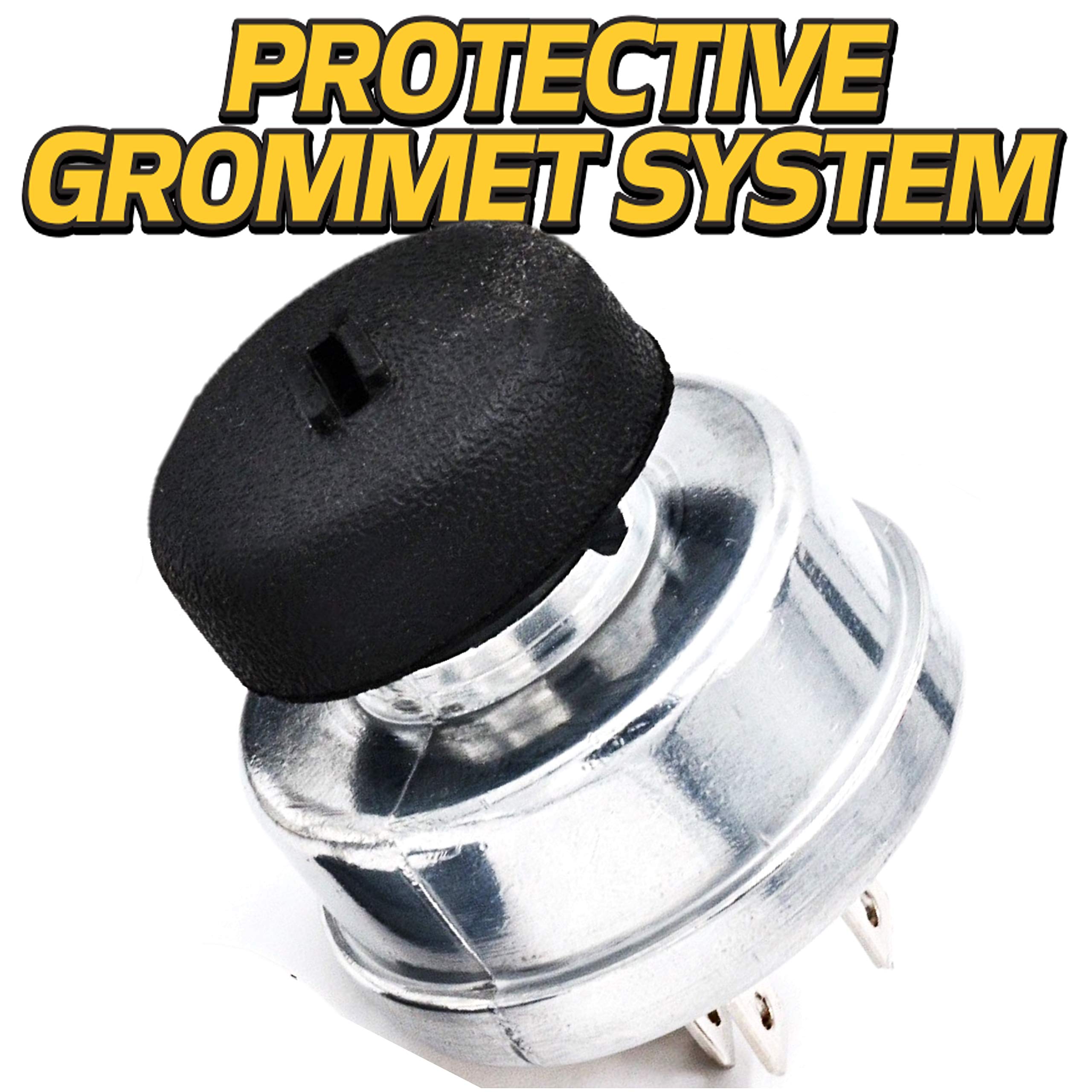 HD Switch Starter Ignition Switch Replaces John Deere AM119111, STX38 (Black Deck) STX46, Sabre Scotts S1642 SN#0-035000 S1742, S2046 SN#0-30000 - Ultimate Dual Protection Upgrade - 2 Keys & Carabiner