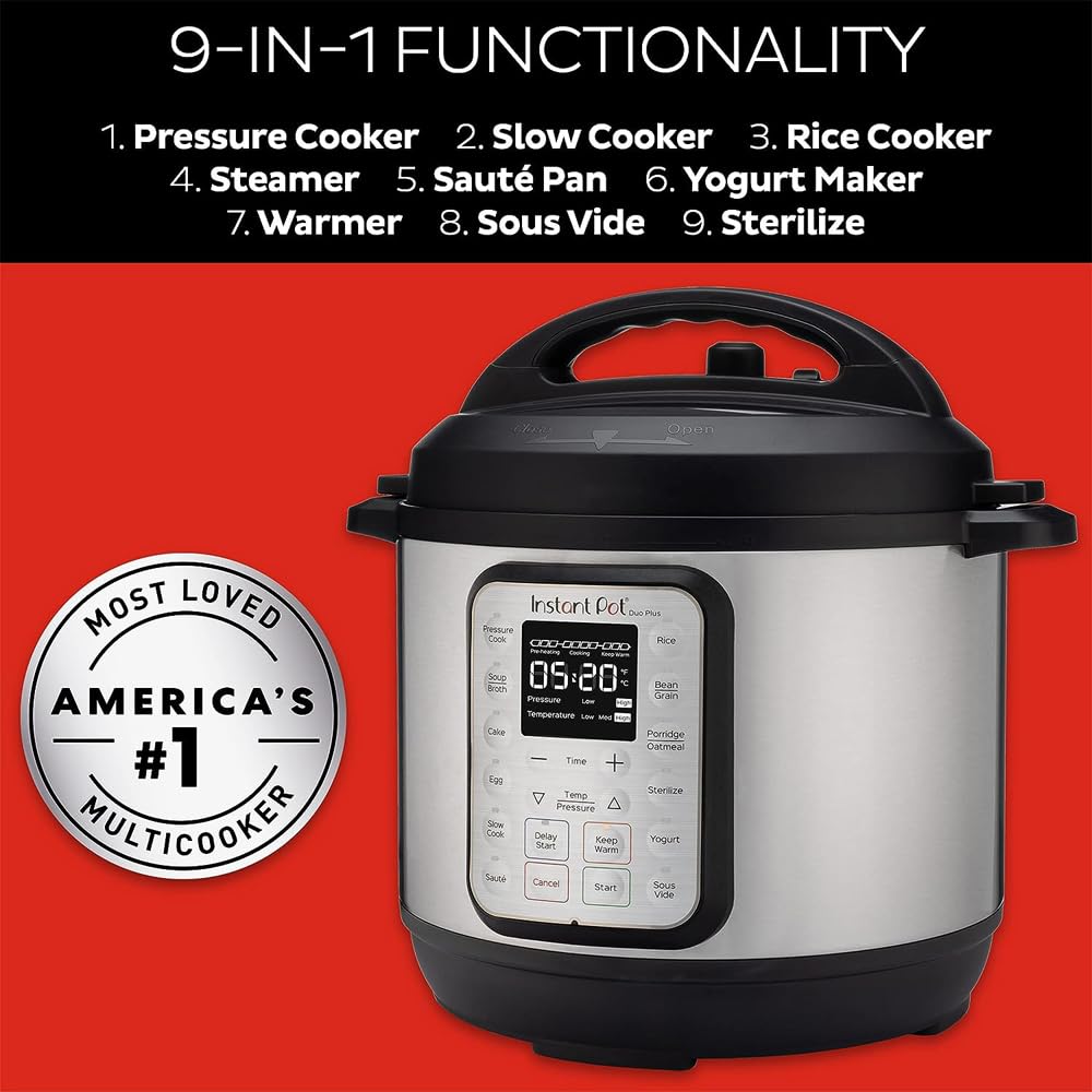 Instant Pot 072-10-4433 Duo Plus 9-in-1 Electric Pressure Cooker 6 Quart Stainless Steel (Renewed) Bundle with 2 YR CPS Enhanced Protection Pack