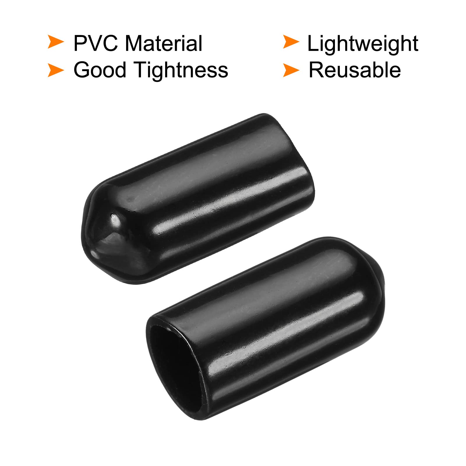 MECCANIXITY Bottle Pour Caps 7mm Inner Dia. Round Rubber End Cap Pourer Spout Dust Cover, Black Pack of 200
