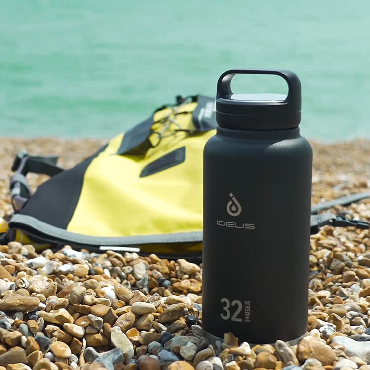 IDEUS Insulated Stainless Steel Water Bottle with 2 Leak-Proof Lids, Thermal Water Flask for Hiking Biking, 40oz, Green