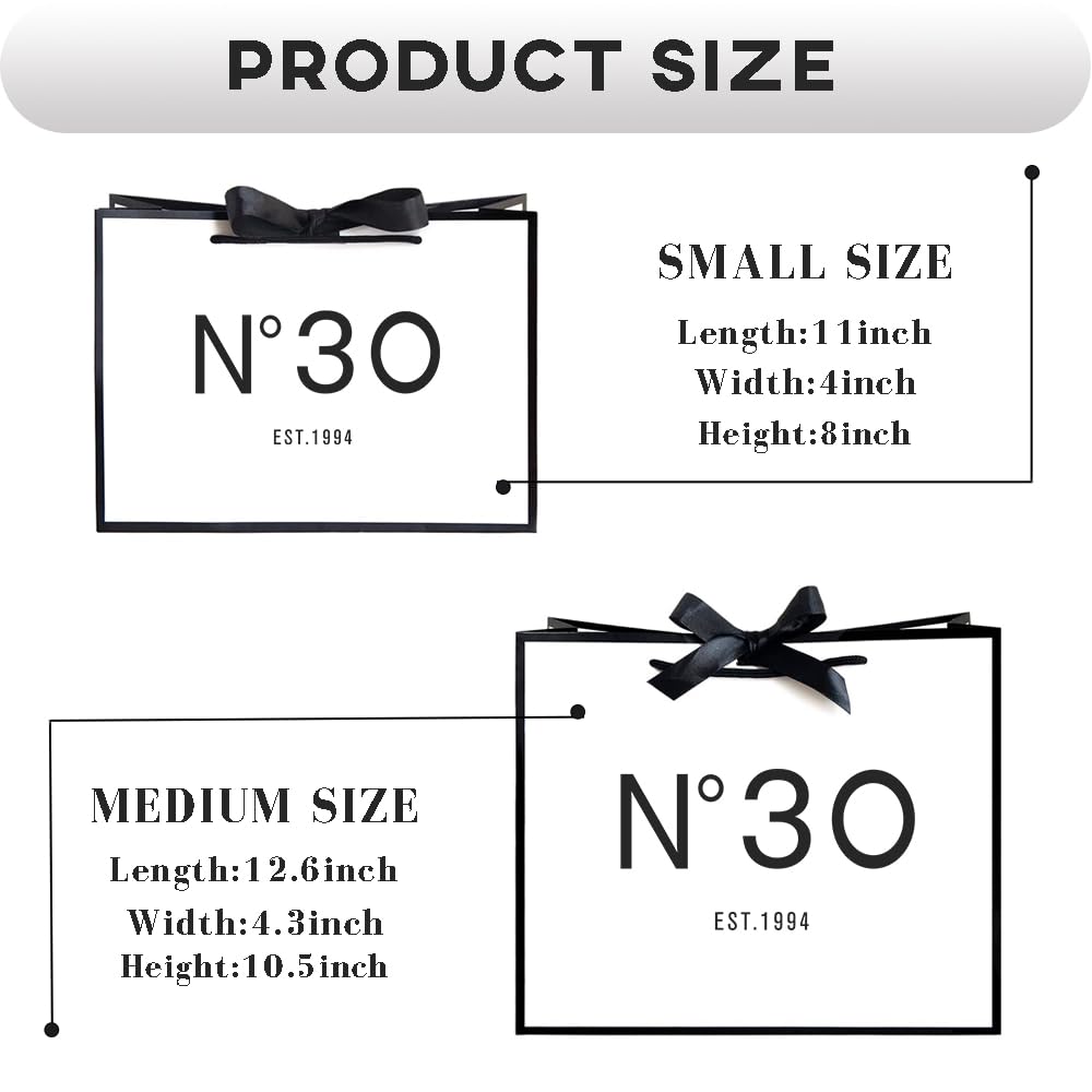 QLSKO 30th Birthday Keepsake Gift Paper Bag for Her-N°30 EST.1994 Thirty Anniversary Party Present Shopping Tote Bags Women 30 Year Old Decorations Idea (Small, 1994 30th)